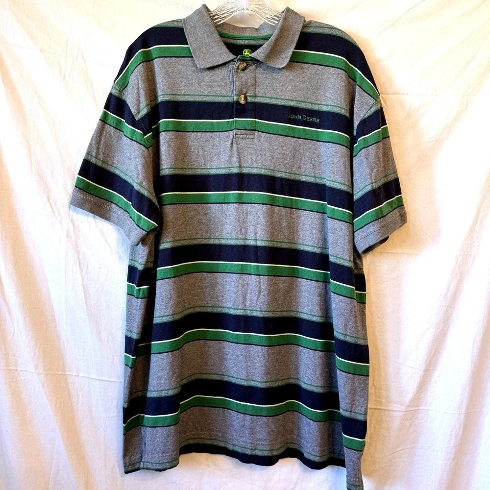 John Deere | Shirts | John Deere Polo Shirt Mens Xl Gray Blue Green ...
